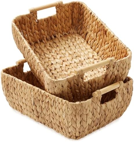 Amazon.com: Casafield Set of 3 Water Hyacinth Storage Baskets with ...