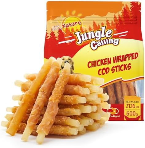Amazon.com : Jungle Calling 1.32 lb 35-Count Rawhide Free Dog Treats, 4 ...