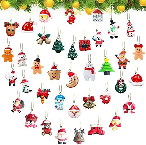 38Pieces Resin Miniature Christmas Tree Ornaments,Mini Christmas ...