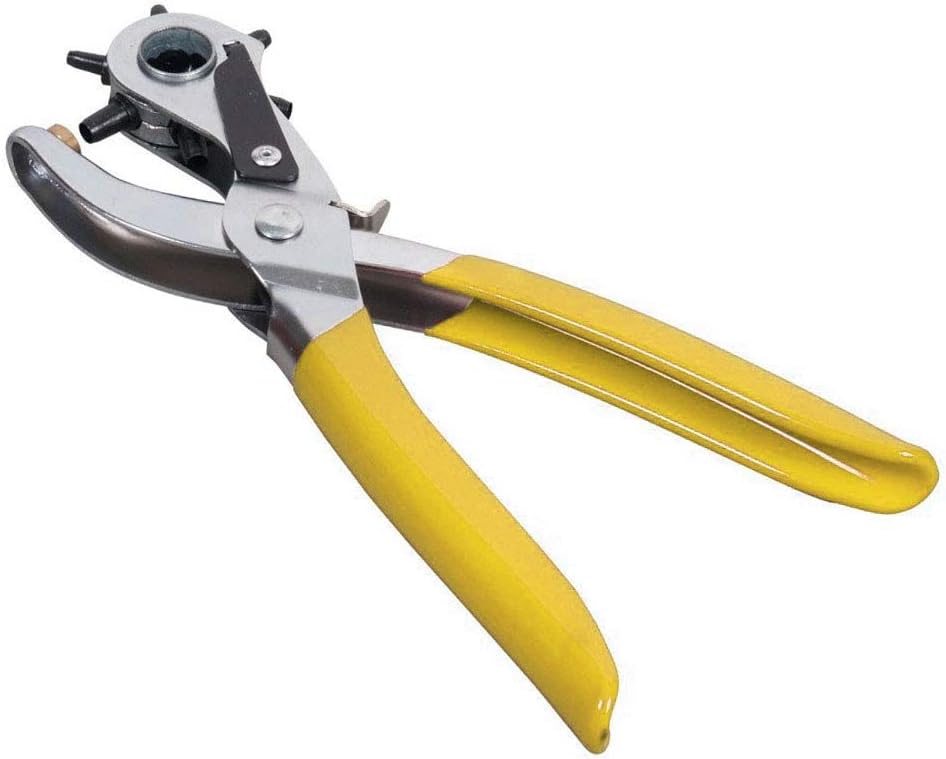 9" Rubber Gripped Carbon Steel 6 Size Revolving Leather Hole Punch Tool ...