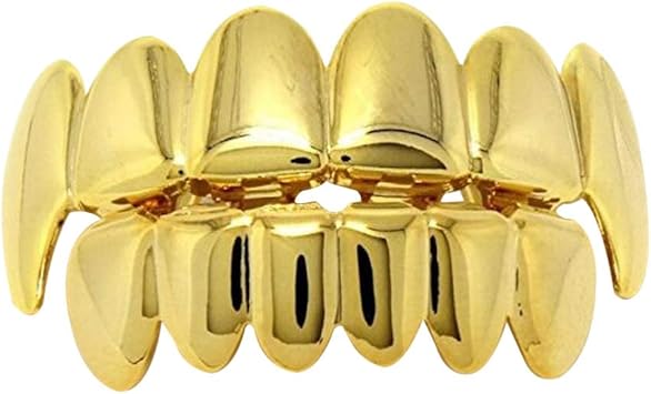 Amazon.com: NUOBESTY Hip Hop Gold Teeth, 1 Set Shiny Gold Teeth ...