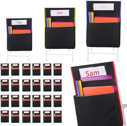 Amazon.com: Qeeenar 24 Pcs Chair Storage Pocket 6 Bright Color Seat ...