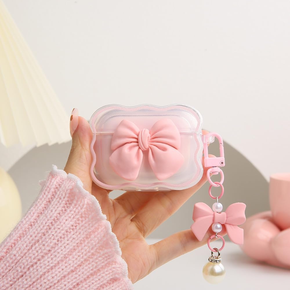 Amazon.com: Faneiy for AirPods Pro Case (with Cleaner Kit) Clear Cute Bow Pattern Fashion Design ...
