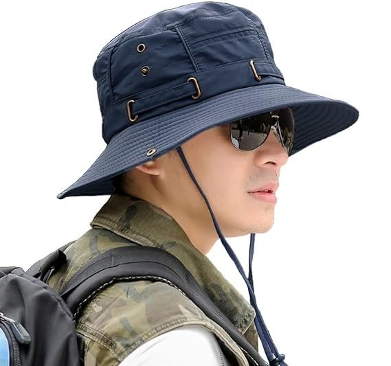 Buy Alexvyan Blue Round Strap Crown Hat Sun Visor Hats for Men Wide ...