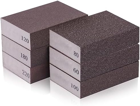 Sanding Block, 6 PCS Reusable Sanding Sponges, Wer & Dry Sandpaper ...