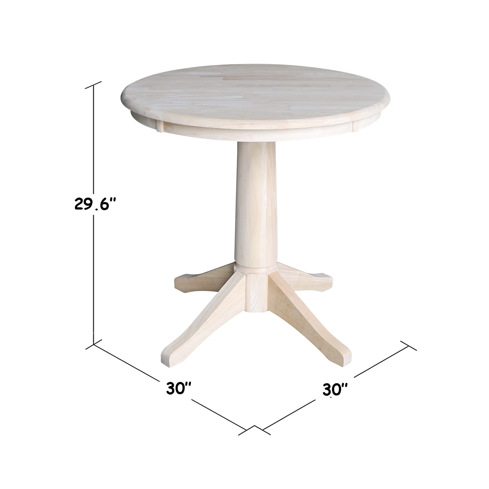 Round Pedestal Table International Concepts Unfinished - 30 Inch Solid ...