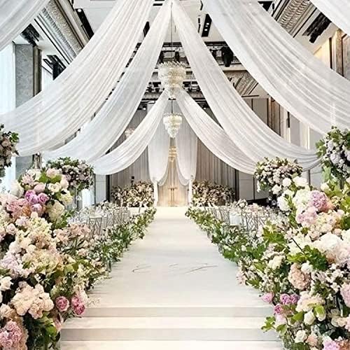 Amazon.com: ROMANKAS White Ceiling Drapes for Weddings 6 Panels ...