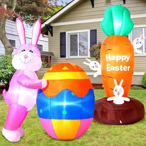Amazon.com: Lunmon 2 Pack 6 ft Lighted Easter Inflatables Decorations ...