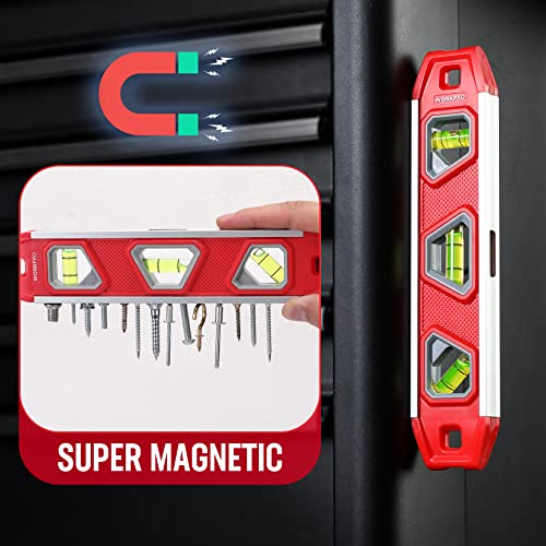 Snapklik.com : WORKPRO 9-Inch Torpedo Level Magnetic, Small Leveler Tool