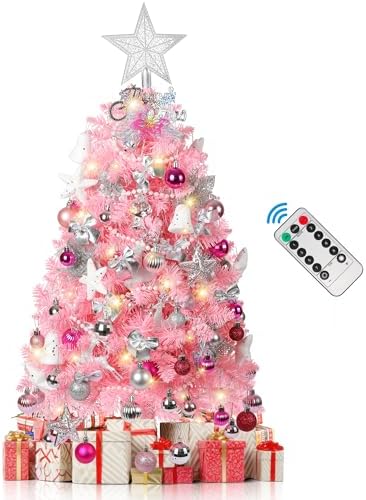 Amazon.com: 3FT Mini Pink Christmas Tree, Small Christmas Tree with ...