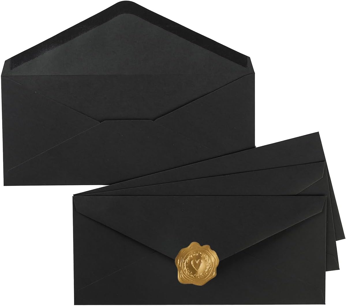 Amazon.com : 50 Pack Black #10 Business Envelopes Standard V Flap ...
