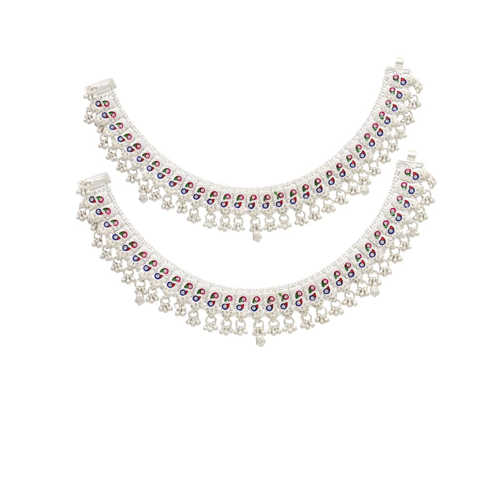 MOONPLUS Sterling Silver Designer Anklet/Kolusu for women : Amazon.in ...