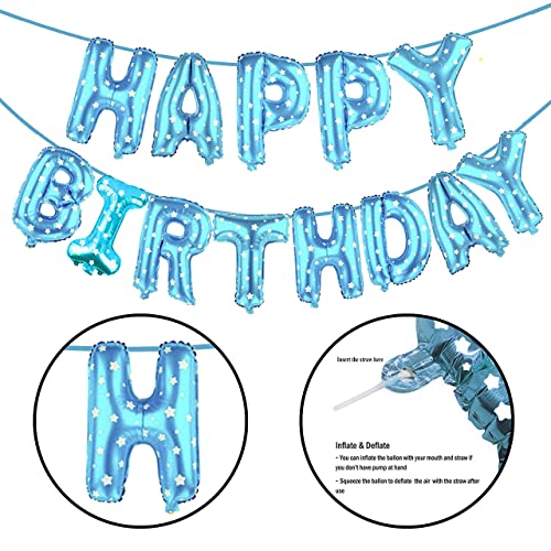 Party Propz Blue Happy Birthday Decoration Kit -2Pcs Combo Set HBD Foil ...