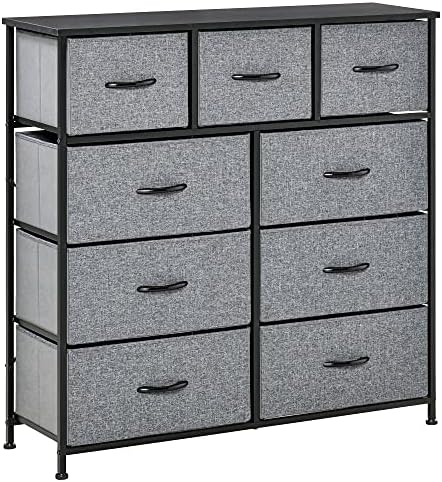 HOMCOM 9 Drawers Storage Chest Dresser Organizer Unit w/Steel Frame ...