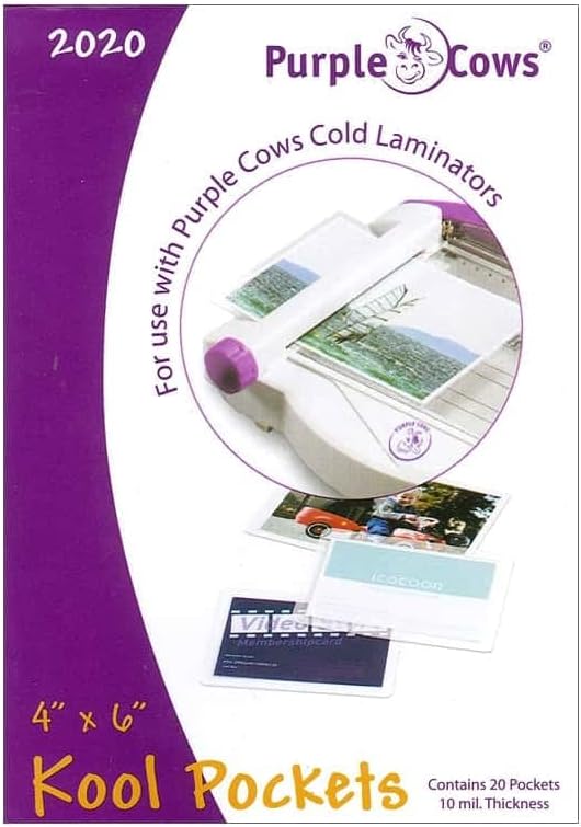 Amazon.com : Purple Cows Kool Pockets Cold Laminating Pouches, 4x6 ...