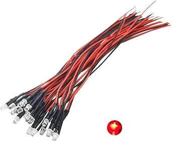 Amazon.com: Vrabocry 20pcs 12 Volt 3mm Pre Wired Red Blinking LED ...