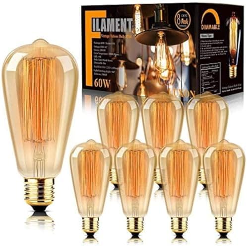 60 Watt Incandescent Edison Light Bulbs, Vintage Dimmable E26 Bulbs ...