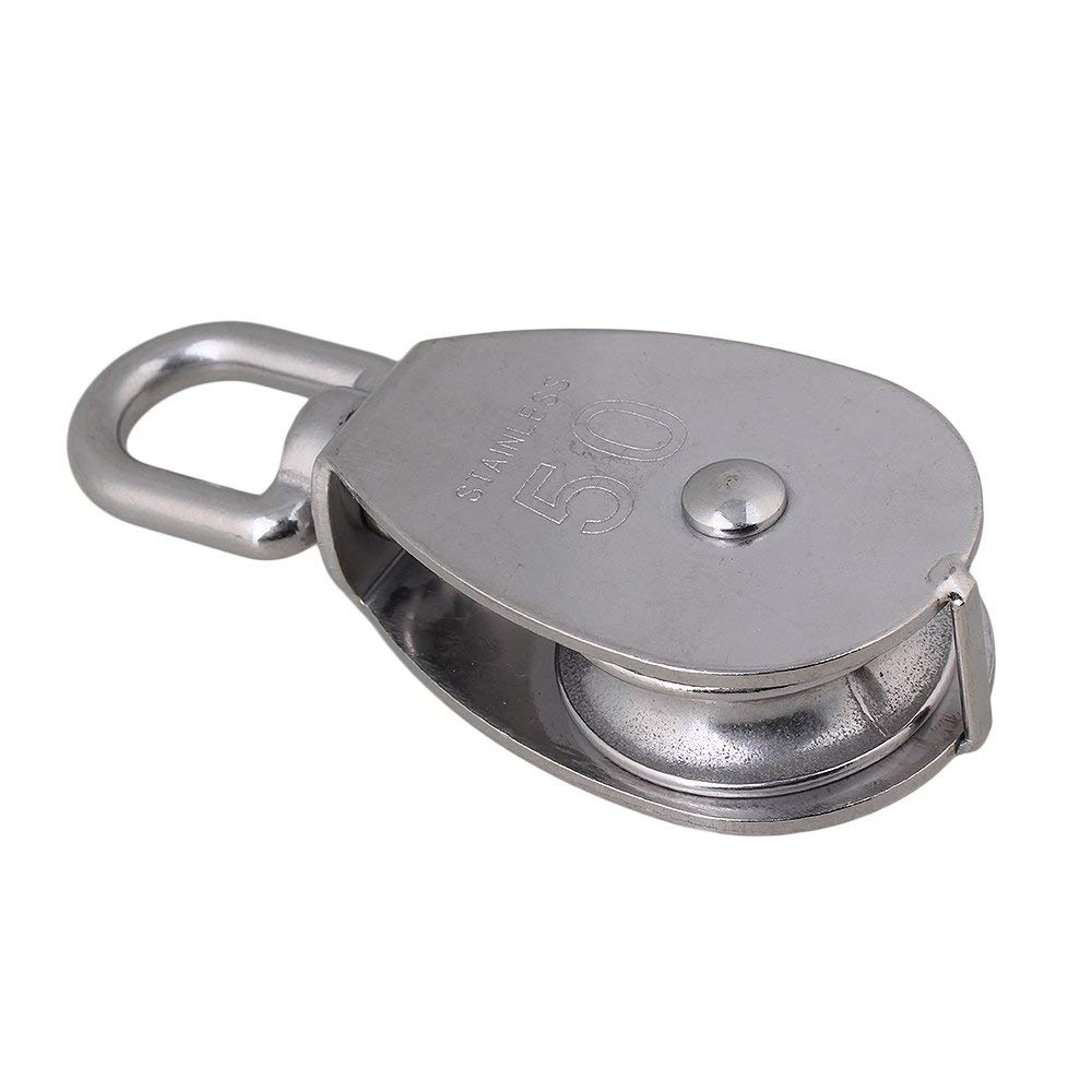Buy BELYNN M50 Stainless Steel Single Pulley Block Heavy Duty Hardware ...