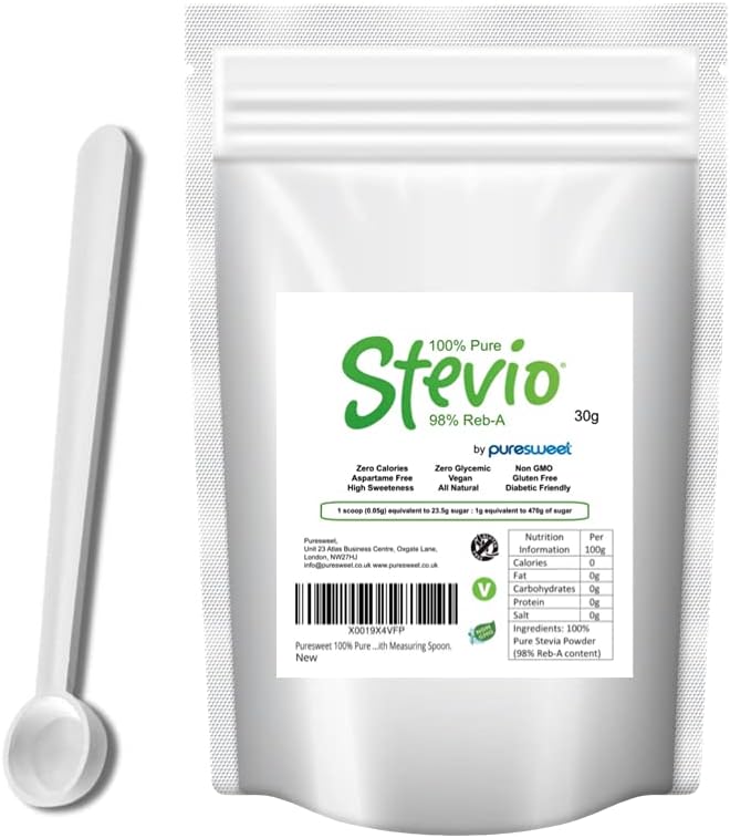 Stevio® 100% Pure Stevia Powder 30g (Reb-A 98%) | Stevia Extract | High ...