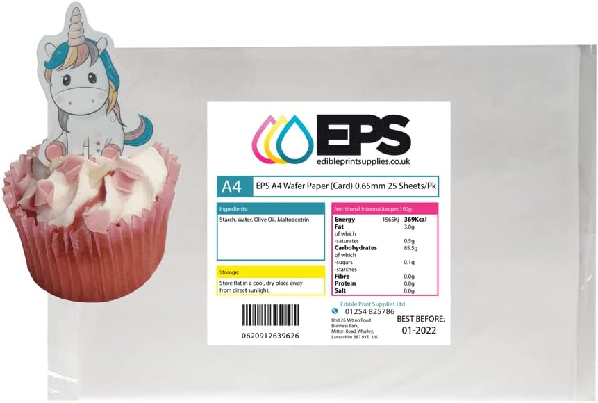 EPS Edible Wafer Card - Pack of 25 Plain White A4 Edible Sheets ...
