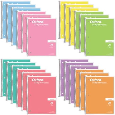 Amazon.com : Oxford Spiral Notebook College Ruled - 24 Pack - 1 Subject ...