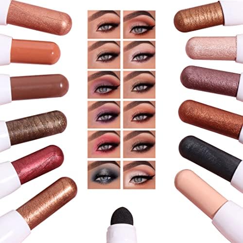 Amazon.com : 12 PCS Cream Metallic Eyeshadow Stick Sets,Waterproof ...