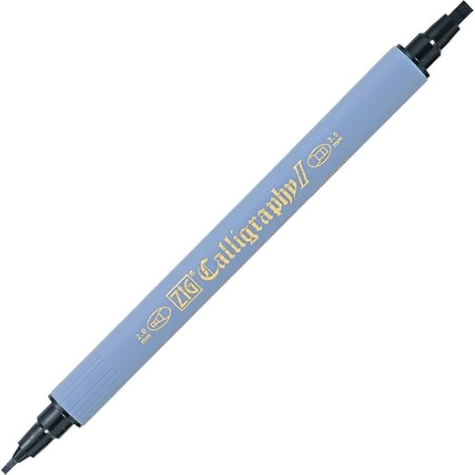 Zig Kuretake Calligraphy Marker, PURE BLACK, 2mm. & 3.5mm Dual Tip ...