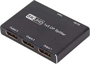1x3 DisplayPort Splitter, 8K@60Hz 4K 144Hz 1 in 3 Out DP Splitter for ...