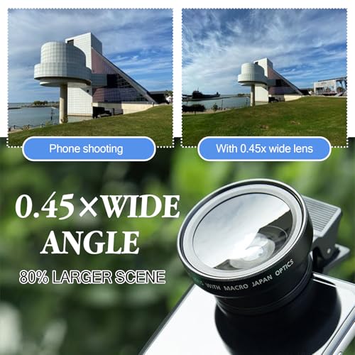 2-in-1 Mobile Phone Camera Lens, 15X Macro Lens and 0.45X Wide Angle ...