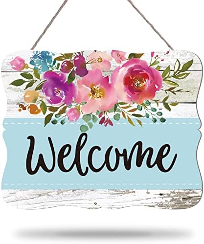Amazon.com: Whaline Welcome Hanging Sign Front Door Decor Spring Summer ...