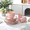 Amazon.com | Loymokinar Modern Porcelain 16 Piece Pink Dinnerware Set ...