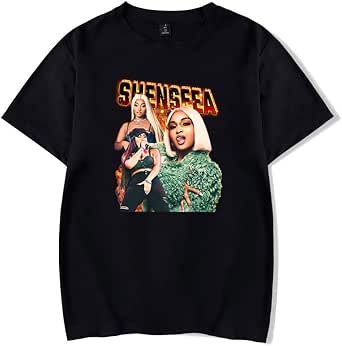 Amazon.com: Shenseea - Camiseta vintage de manga corta con cuello ...