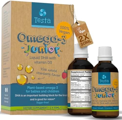Amazon.com: Testa Omega 3 Organic Strawberry Liquid for Kids - Promotes ...