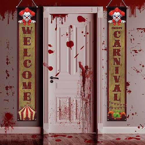 Amazon.com : Harloon 2 Pcs Creepy Clown Carnival Decorations Halloween ...