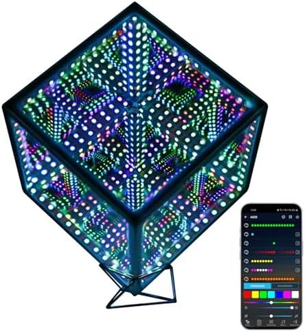 Heepulor Infinity Mirror Hyper Cube Table Lamp, Desk Art Night Light ...