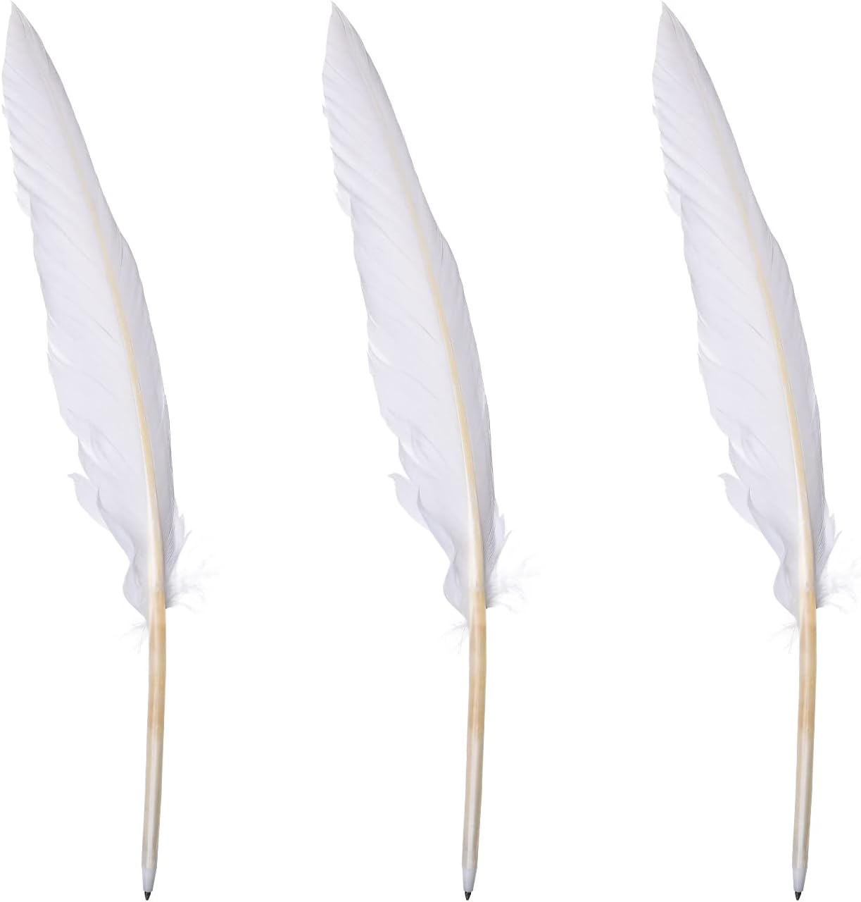 MFUOE White Goose Feather Quill Pens Feather Signing Pen Black Ink for ...