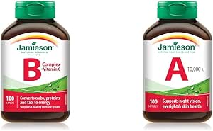 Jamieson B-Complex + Vitamin C 100 Caplets & Vitamin A 10,000 IU, 100 ...