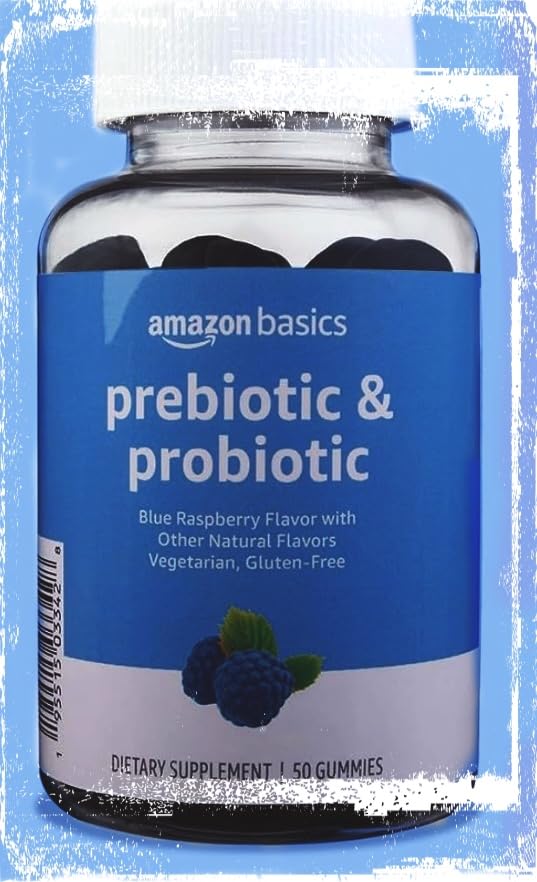 Amazon.com: Amazon Basics Prebiotic & Probiotic Gummies, 2 Billion CFU, Blue Raspberry, 50 Count ...