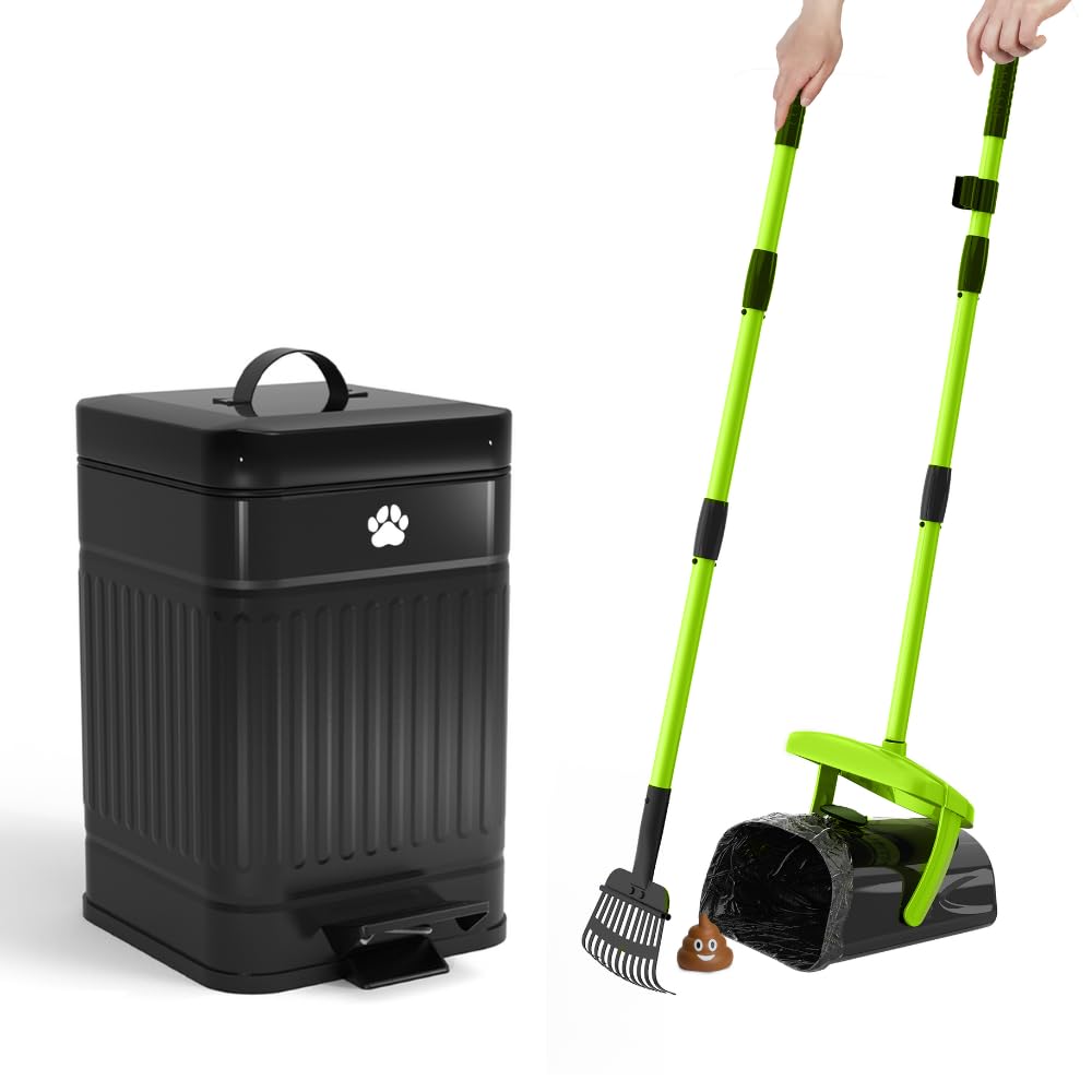 Amazon.com: Black Dog Poop Bin and Pooper Scooper Green with 55 Bags ...