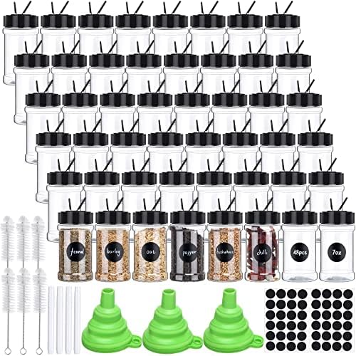 Amazon.com: Mimorou 48 Pcs Clear Plastic Spice Jars Spice Bottles with Shaker Lids Plastic ...
