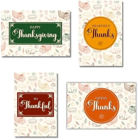Amazon.com : Mie Creations Thanksgiving Cards with Envelopes, 24 Bulk ...