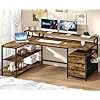 Amazon.com: YOMILUVE L Shaped Desk with 3 Drawer & 3 Open Shelf ...