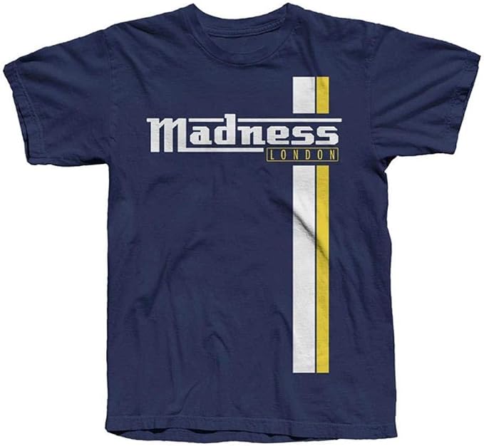 Madness Official (Band) - 2 Stripe (White/Yellow) Navy T-Shirt (Navy ...