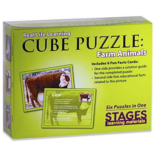 Snapklik.com : Stages Learning Wooden Farm Animal Cube Puzzle For ...