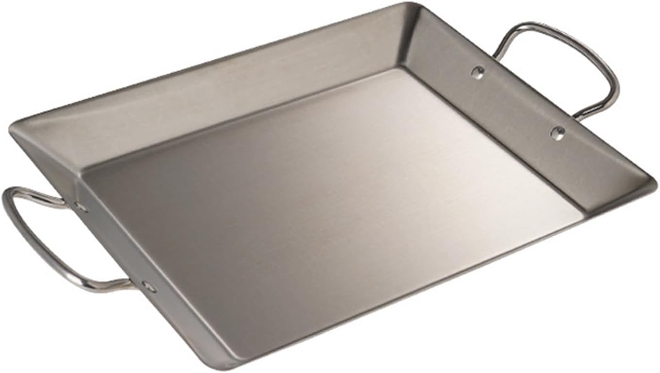 Amazon.com: Stainless Steel Square Dinner Plate with Double Handle ...