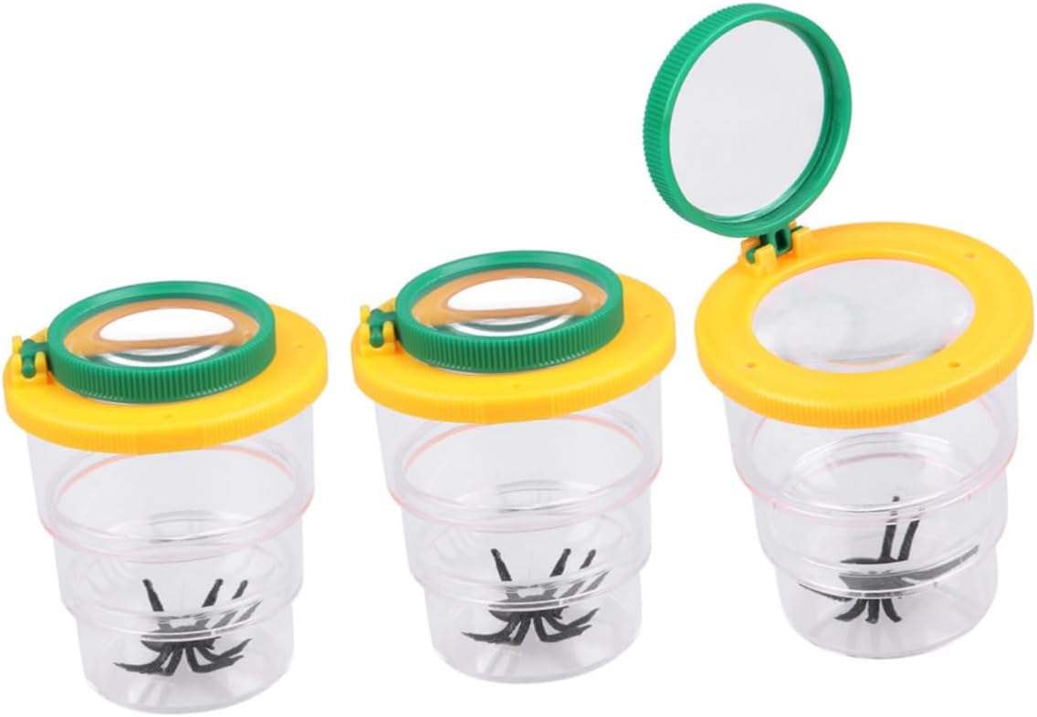 Bug Pots 3pcs Box Outdoor Cage Clear Plastic Containers Outside Kids ...