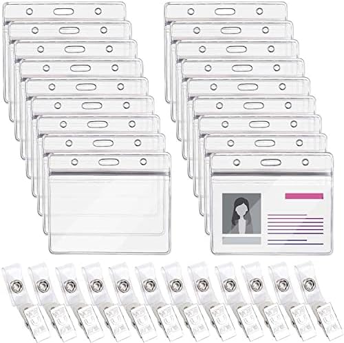 Rayong Identity Card Holder 40 Pieces with Clip, Waterproof ID Covers ...