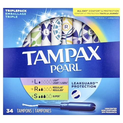 Tampax Pearl Tampons Multipack, Light/Regular/Super Absorbency, with ...