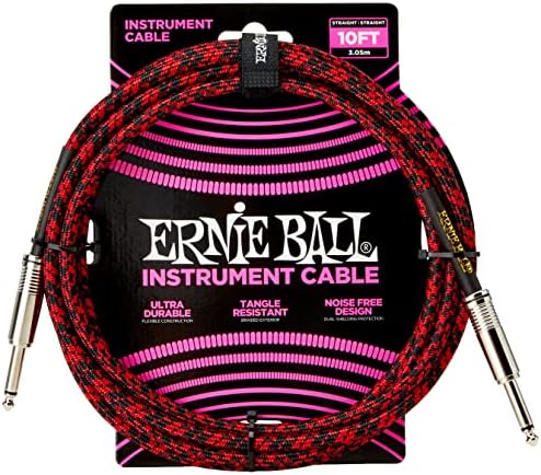 Amazon.com: Ernie Ball Braided Instrument Cable, Straight/Angle, 10ft ...