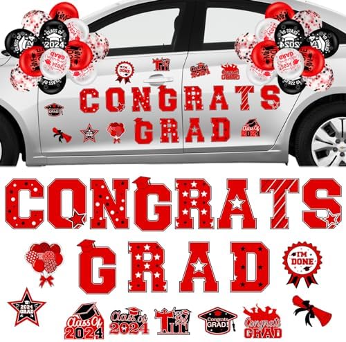 Amazon.com: 45pcs 2024 Graduation Car Magnets Balloons Decorations Blue ...